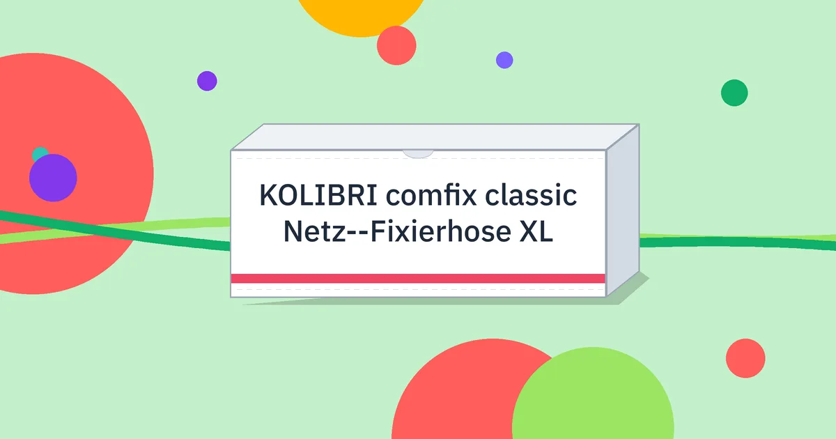 Symbolbild: Packung mit der Aufschrift KOLIBRI comfix classic Netz--Fixierhose XL (PZN 12498347) – Verfügbarkeit und Bezug in Apotheken in Frankfurt am Main