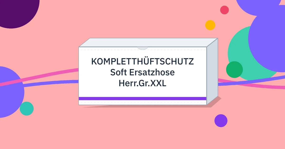Symbolbild: Packung mit der Aufschrift KOMPLETTHÜFTSCHUTZ Soft Ersatzhose Herr.Gr.XXL (PZN 09372051) – Verfügbarkeit und Bezug in Apotheken in Frankfurt am Main