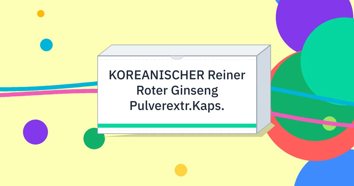 Symbolbild: Packung mit der Aufschrift KOREANISCHER Reiner Roter Ginseng Pulverextr.Kaps. (PZN 00434885) – Verfügbarkeit und Bezug in Apotheken in Frankfurt am Main
