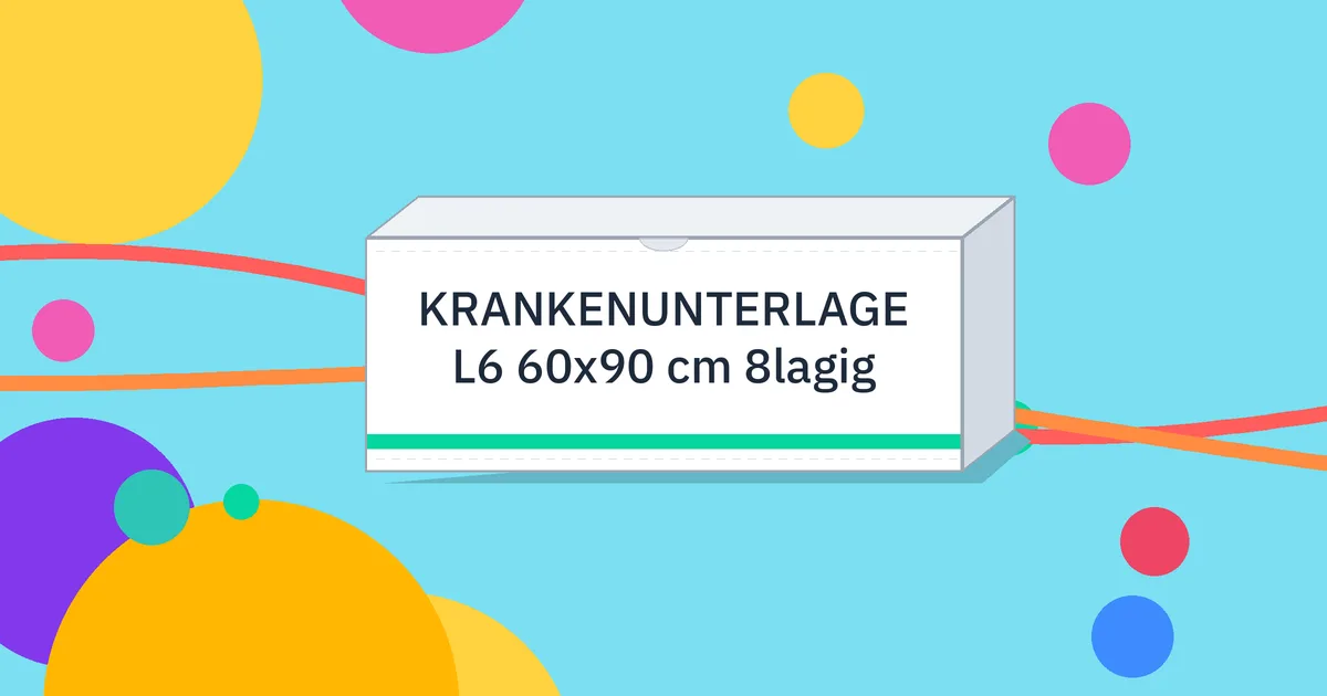 Symbolbild: Packung mit der Aufschrift KRANKENUNTERLAGE L6 60x90 cm 8lagig (PZN 04265497) – Verfügbarkeit und Bezug in Apotheken in Frankfurt am Main