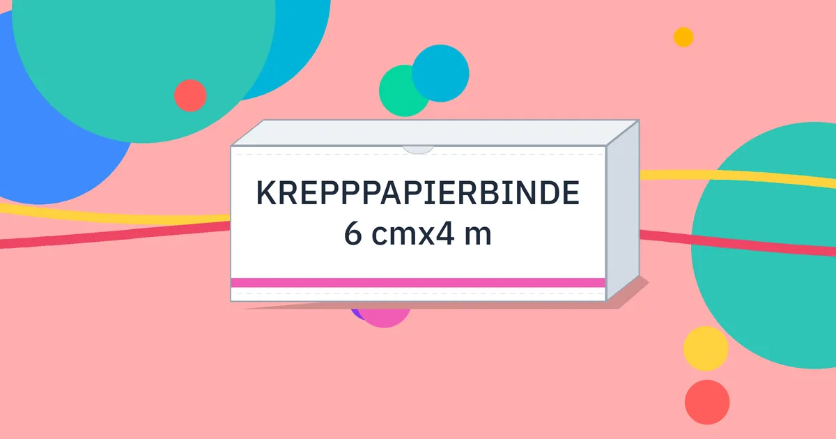 Symbolbild: Packung mit der Aufschrift KREPPPAPIERBINDE 6 cmx4 m (PZN 01225675) – Verfügbarkeit und Bezug in Apotheken in Frankfurt am Main