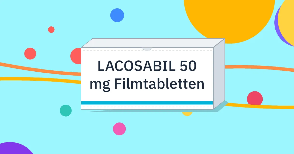 Symbolbild: Packung mit der Aufschrift LACOSABIL 50 mg Filmtabletten (PZN 18032213) – Verfügbarkeit und Bezug in Apotheken in Frankfurt am Main