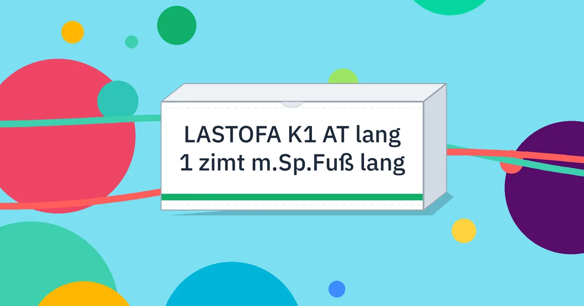 Symbolbild: Packung mit der Aufschrift LASTOFA K1 AT lang 1 zimt m.Sp.Fuß lang (PZN 13795053) – Verfügbarkeit und Bezug in Apotheken in Frankfurt am Main