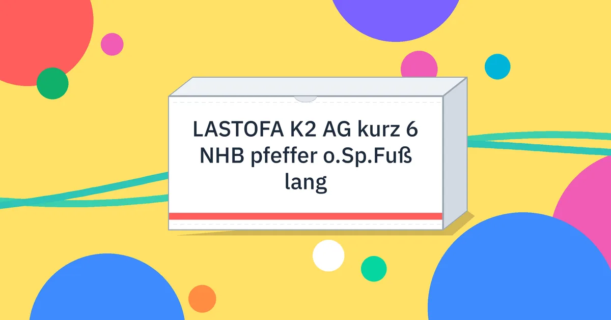 Symbolbild: Packung mit der Aufschrift LASTOFA K2 AG kurz 6 NHB pfeffer o.Sp.Fuß lang (PZN 14150571) – Verfügbarkeit und Bezug in Apotheken in Frankfurt am Main