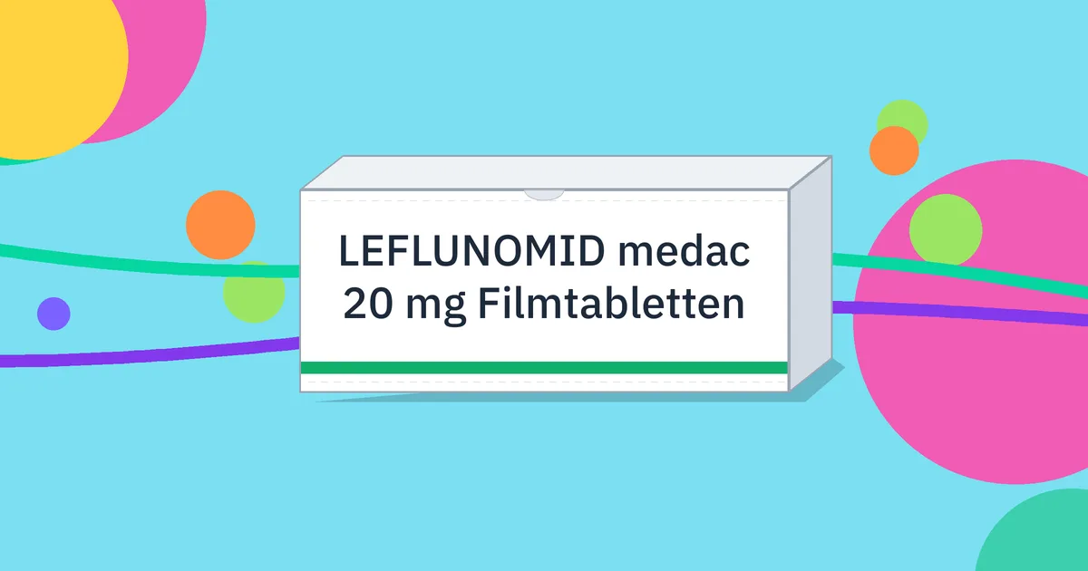 Symbolbild: Packung mit der Aufschrift LEFLUNOMID medac 20 mg Filmtabletten (PZN 16806952) – Verfügbarkeit und Bezug in Apotheken in Frankfurt am Main
