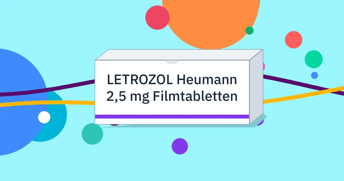 Symbolbild: Packung mit der Aufschrift LETROZOL Heumann 2,5 mg Filmtabletten (PZN 07108456) – Verfügbarkeit und Bezug in Apotheken in Frankfurt am Main