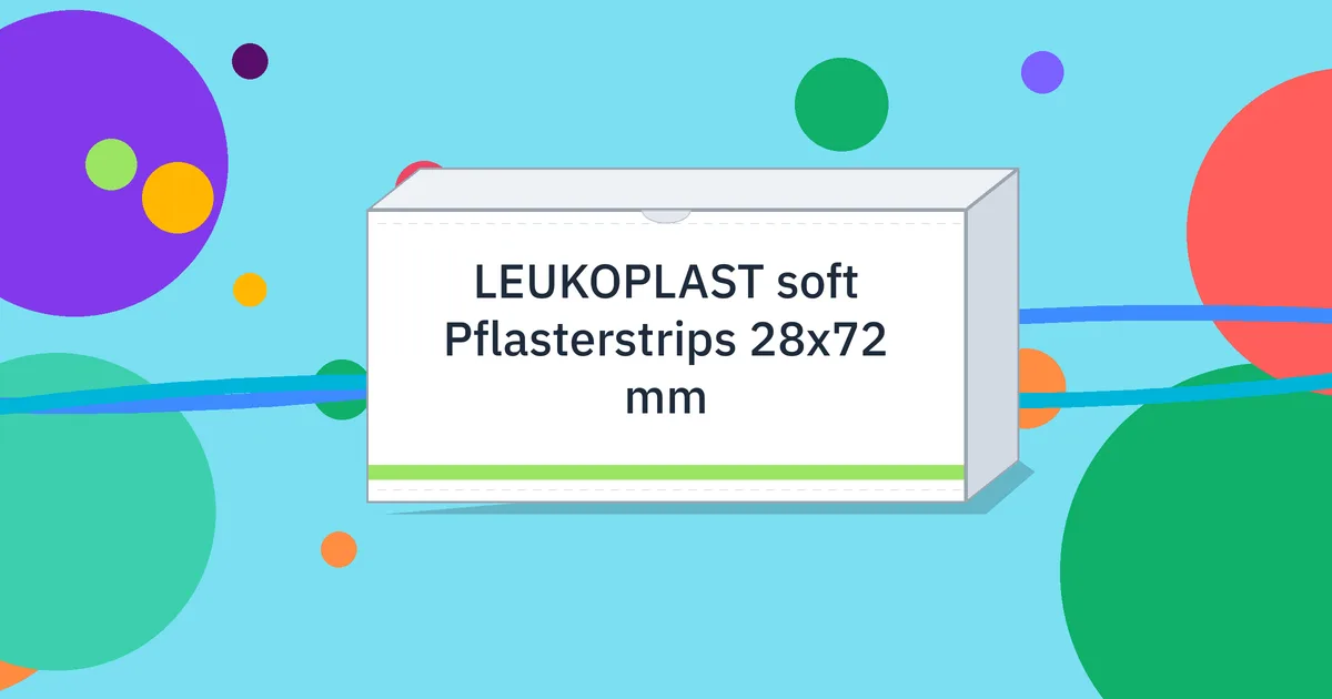 Symbolbild: Packung mit der Aufschrift LEUKOPLAST soft Pflasterstrips 28x72 mm (PZN 14284828) – Verfügbarkeit und Bezug in Apotheken in Frankfurt am Main