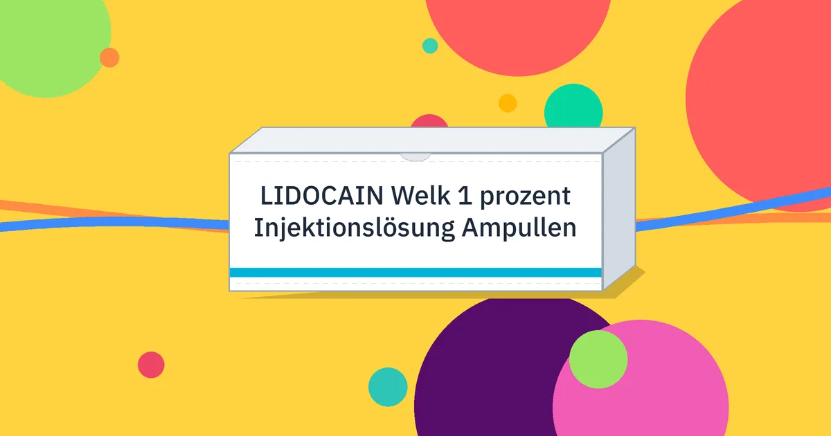 Symbolbild: Packung mit der Aufschrift LIDOCAIN Welk 1 prozent Injektionslösung Ampullen (PZN 03463031) – Verfügbarkeit und Bezug in Apotheken in Frankfurt am Main