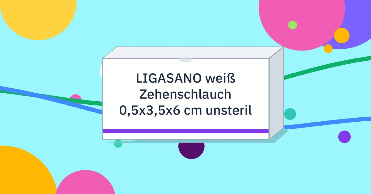 Symbolbild: Packung mit der Aufschrift LIGASANO weiß Zehenschlauch 0,5x3,5x6 cm unsteril (PZN 17250942) – Verfügbarkeit und Bezug in Apotheken in Frankfurt am Main