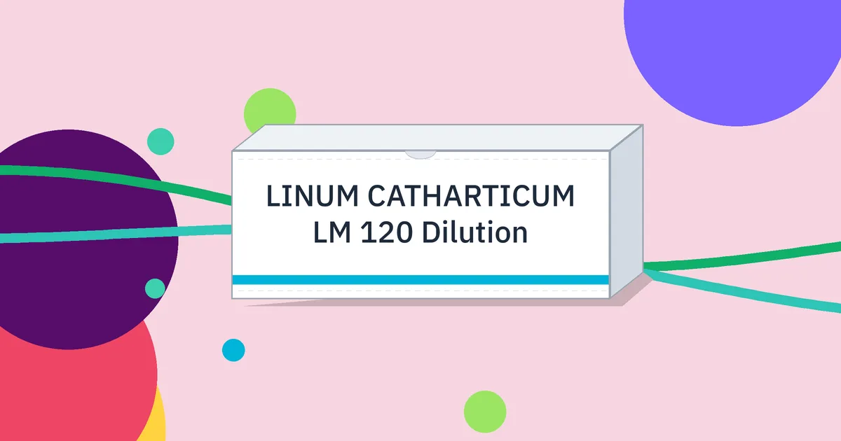 Symbolbild: Packung mit der Aufschrift LINUM CATHARTICUM LM 120 Dilution (PZN 13530449) – Verfügbarkeit und Bezug in Apotheken in Frankfurt am Main