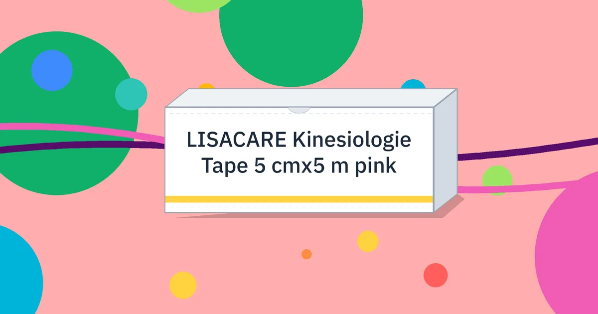 Symbolbild: Packung mit der Aufschrift LISACARE Kinesiologie Tape 5 cmx5 m pink (PZN 18324890) – Verfügbarkeit und Bezug in Apotheken in Frankfurt am Main
