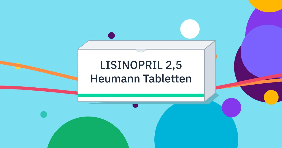 Symbolbild: Packung mit der Aufschrift LISINOPRIL 2,5 Heumann Tabletten (PZN 00476317) – Verfügbarkeit und Bezug in Apotheken in Frankfurt am Main