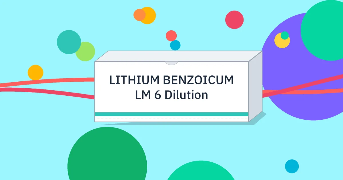 Symbolbild: Packung mit der Aufschrift LITHIUM BENZOICUM LM 6 Dilution (PZN 13531443) – Verfügbarkeit und Bezug in Apotheken in Frankfurt am Main