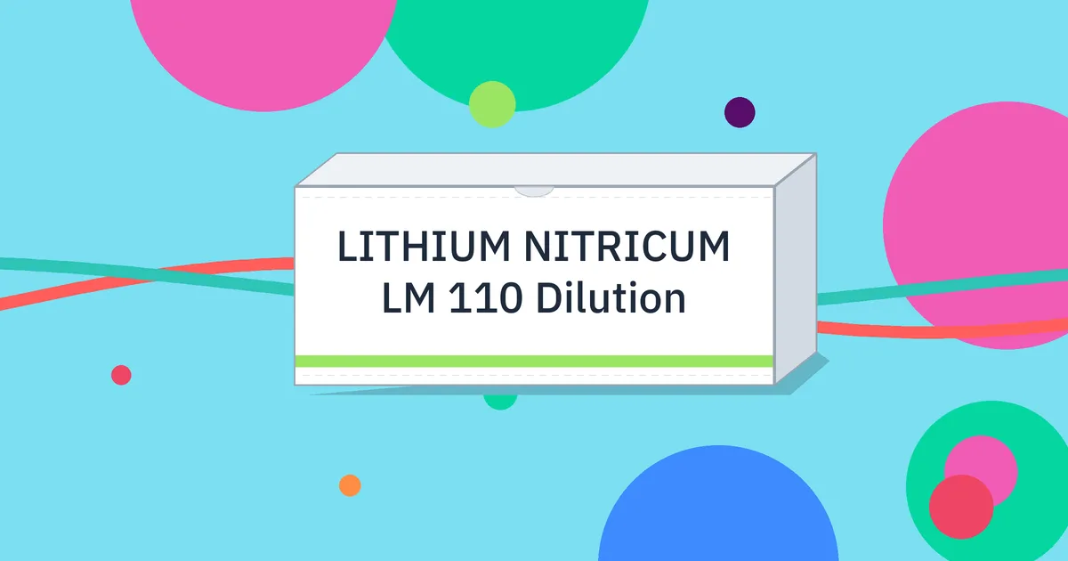 Symbolbild: Packung mit der Aufschrift LITHIUM NITRICUM LM 110 Dilution (PZN 12932766) – Verfügbarkeit und Bezug in Apotheken in Frankfurt am Main