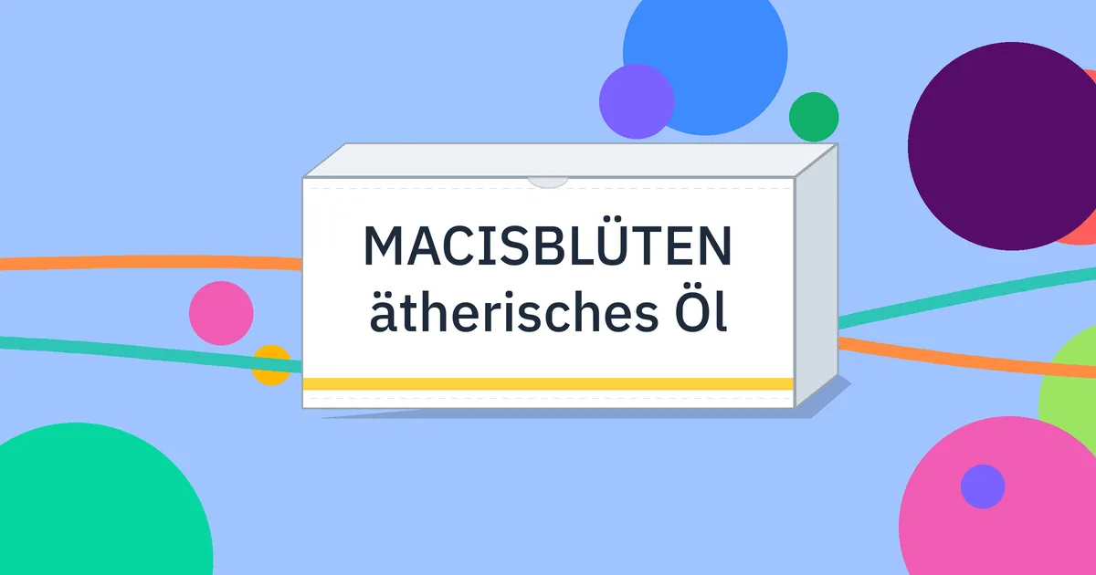 Symbolbild: Packung mit der Aufschrift MACISBLÜTEN ätherisches Öl (PZN 01223989) – Verfügbarkeit und Bezug in Apotheken in Frankfurt am Main