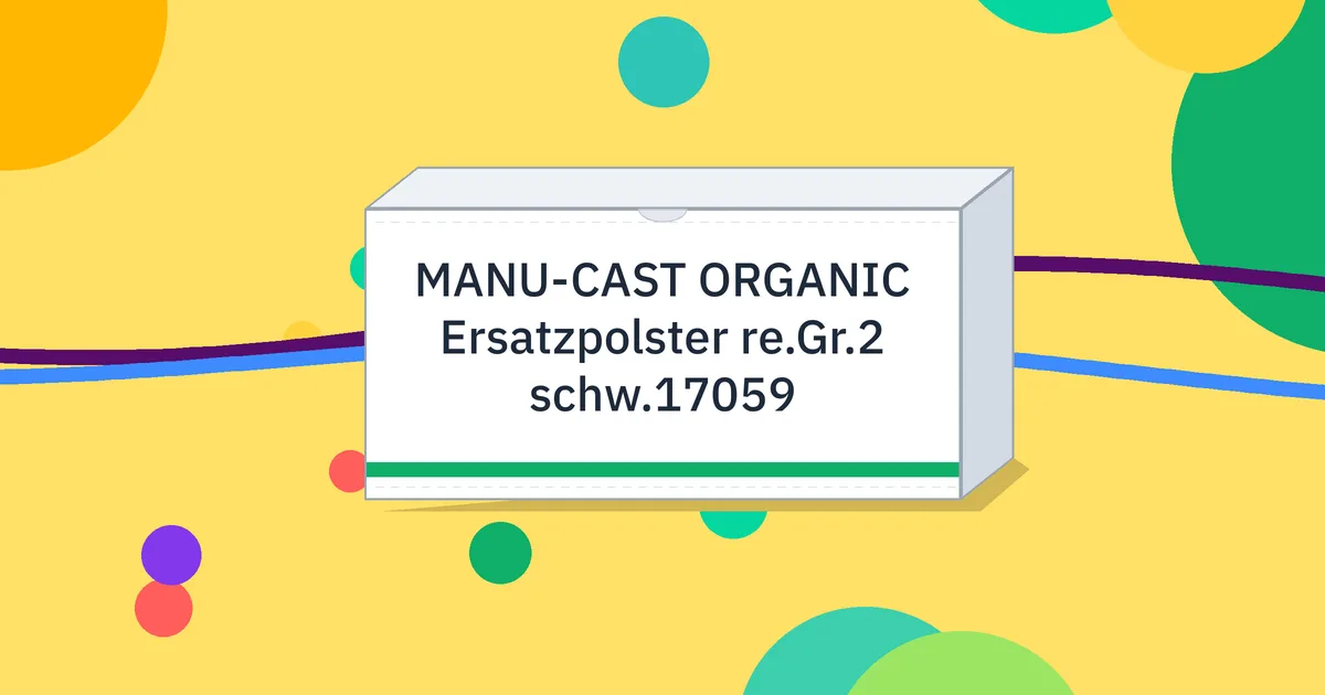 Symbolbild: Packung mit der Aufschrift MANU-CAST ORGANIC Ersatzpolster re.Gr.2 schw.17059 (PZN 17890127) – Verfügbarkeit und Bezug in Apotheken in Frankfurt am Main