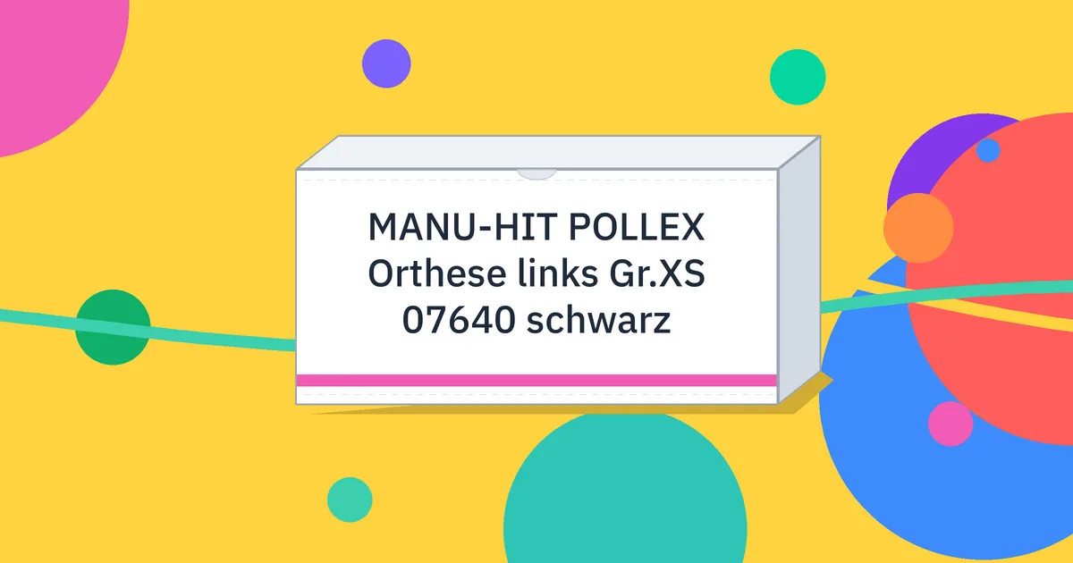 Symbolbild: Packung mit der Aufschrift MANU-HIT POLLEX Orthese links Gr.XS 07640 schwarz (PZN 01337204) – Verfügbarkeit und Bezug in Apotheken in Frankfurt am Main