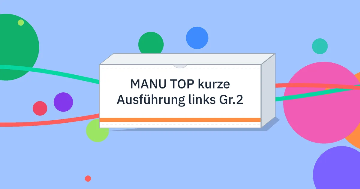 Symbolbild: Packung mit der Aufschrift MANU TOP kurze Ausführung links Gr.2 (PZN 02885416) – Verfügbarkeit und Bezug in Apotheken in Frankfurt am Main