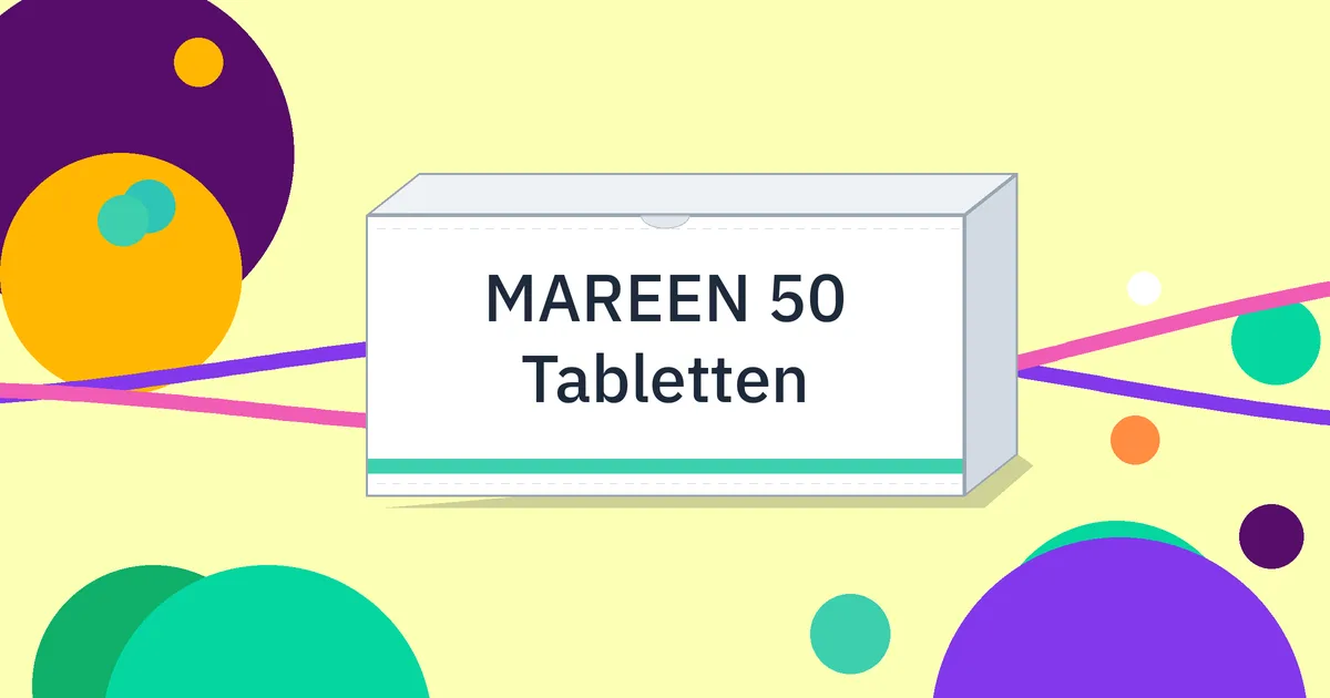 Symbolbild: Packung mit der Aufschrift MAREEN 50 Tabletten (PZN 06957153) – Verfügbarkeit und Bezug in Apotheken in Frankfurt am Main