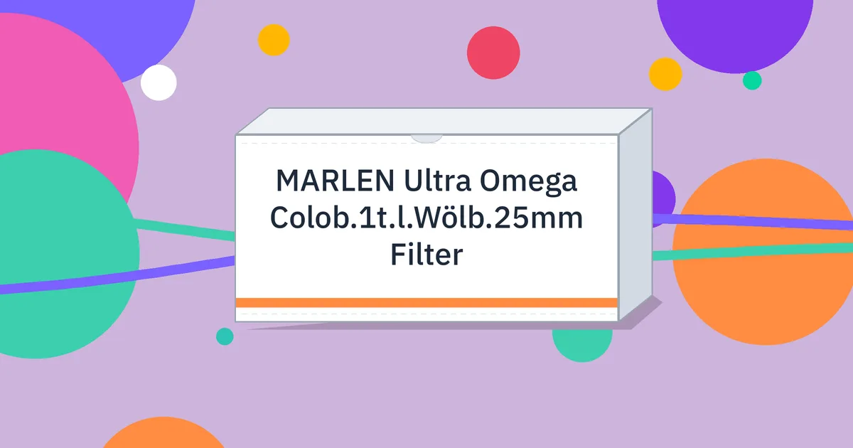 Symbolbild: Packung mit der Aufschrift MARLEN Ultra Omega Colob.1t.l.Wölb.25mm Filter (PZN 08863462) – Verfügbarkeit und Bezug in Apotheken in Frankfurt am Main