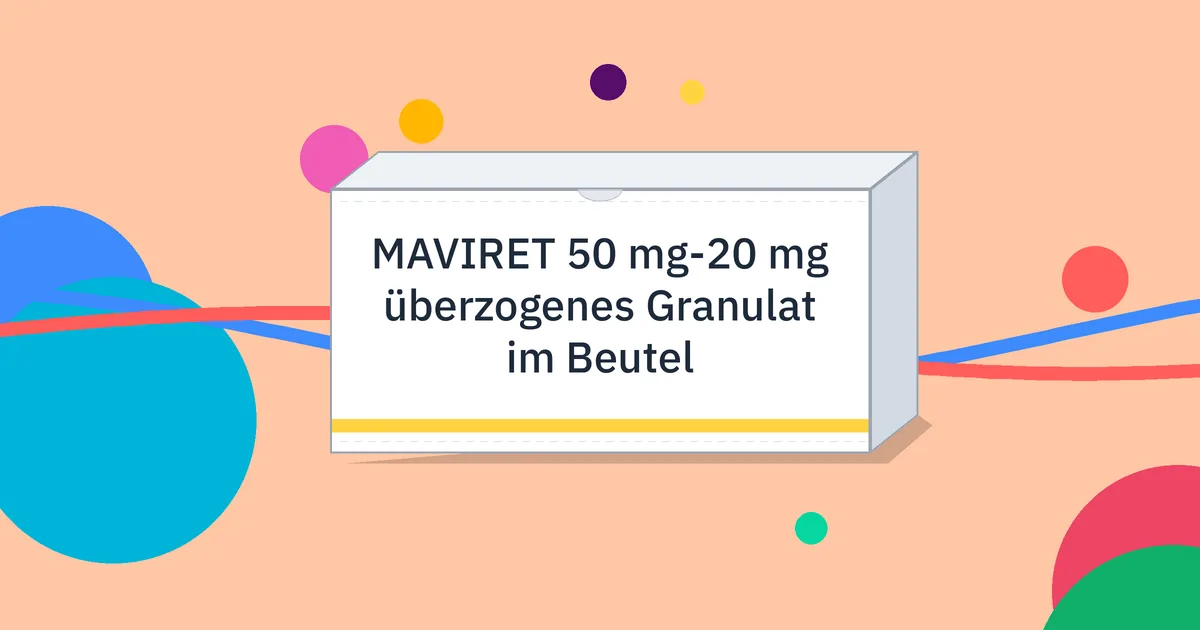Symbolbild: Packung mit der Aufschrift MAVIRET 50 mg-20 mg überzogenes Granulat im Beutel (PZN 17519077) – Verfügbarkeit und Bezug in Apotheken in Frankfurt am Main