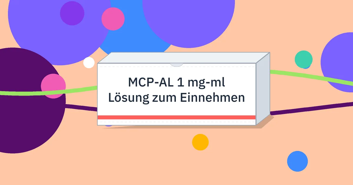 Symbolbild: Packung mit der Aufschrift MCP-AL 1 mg-ml Lösung zum Einnehmen (PZN 11163998) – Verfügbarkeit und Bezug in Apotheken in Frankfurt am Main