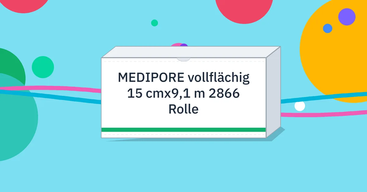 Symbolbild: Packung mit der Aufschrift MEDIPORE vollflächig 15 cmx9,1 m 2866 Rolle (PZN 07479000) – Verfügbarkeit und Bezug in Apotheken in Frankfurt am Main
