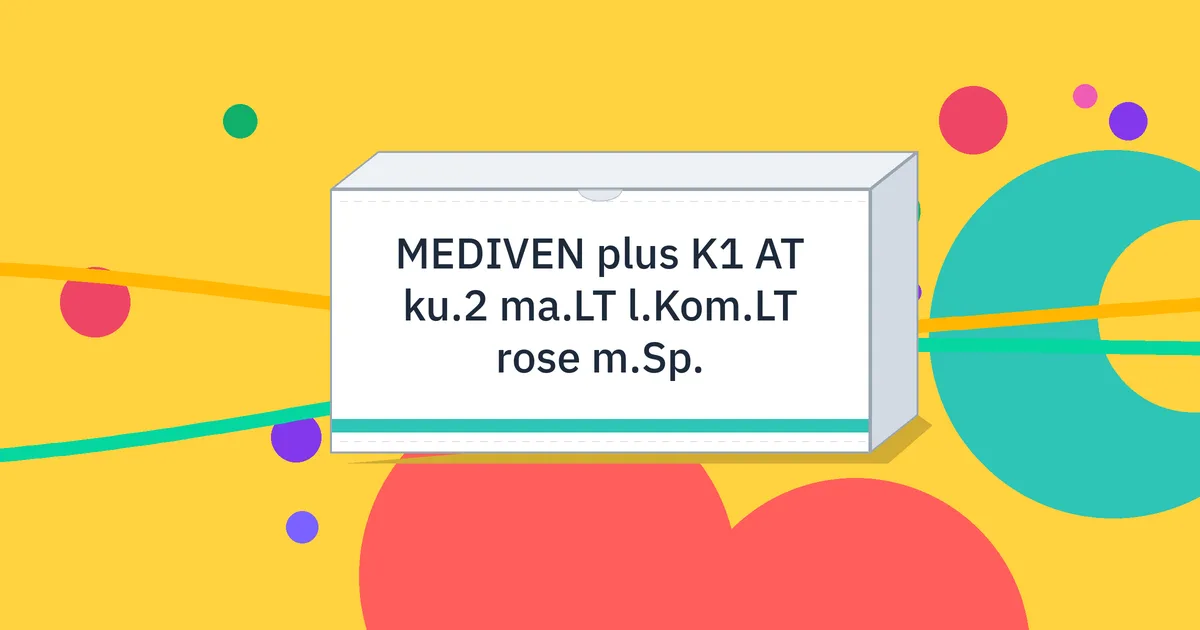 Symbolbild: Packung mit der Aufschrift MEDIVEN plus K1 AT ku.2 ma.LT l.Kom.LT rose m.Sp. (PZN 15071951) – Verfügbarkeit und Bezug in Apotheken in Frankfurt am Main