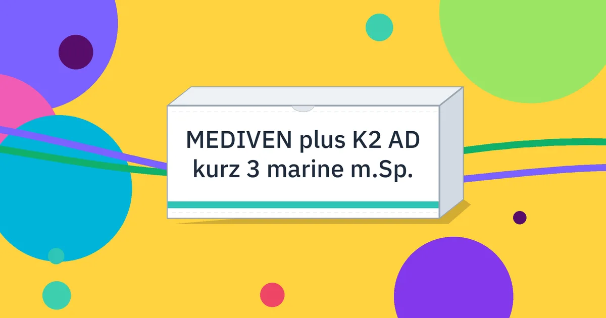 Symbolbild: Packung mit der Aufschrift MEDIVEN plus K2 AD kurz 3 marine m.Sp. (PZN 15096394) – Verfügbarkeit und Bezug in Apotheken in Frankfurt am Main