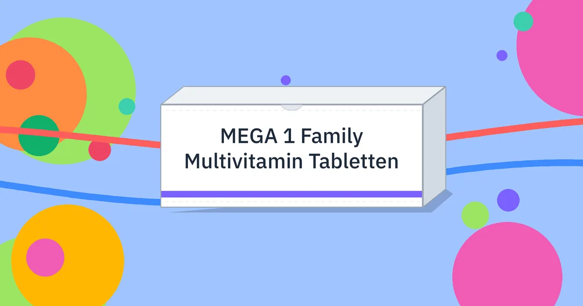 Symbolbild: Packung mit der Aufschrift MEGA 1 Family Multivitamin Tabletten (PZN 11714346) – Verfügbarkeit und Bezug in Apotheken in Frankfurt am Main