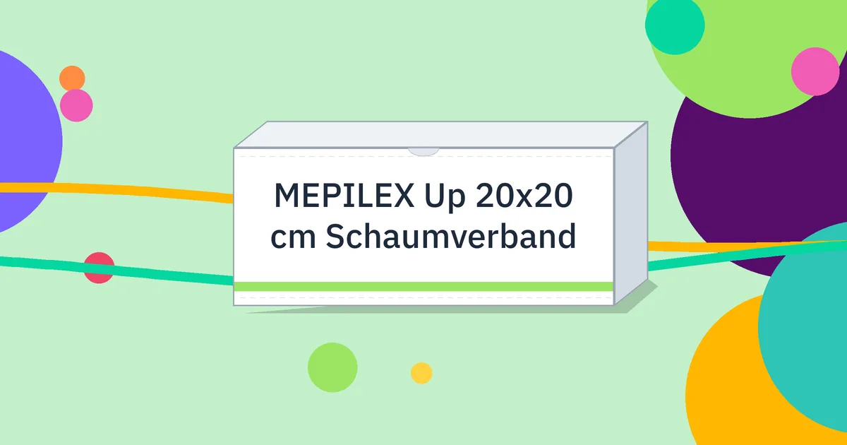 Symbolbild: Packung mit der Aufschrift MEPILEX Up 20x20 cm Schaumverband (PZN 19808822) – Verfügbarkeit und Bezug in Apotheken in Frankfurt am Main