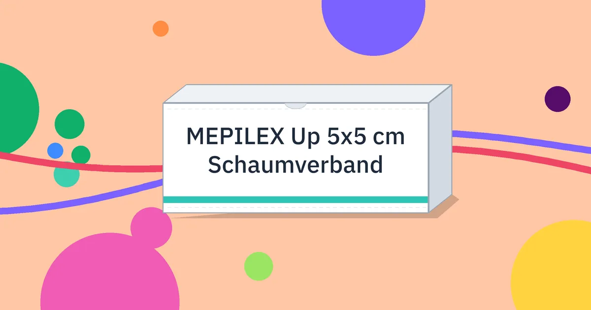 Symbolbild: Packung mit der Aufschrift MEPILEX Up 5x5 cm Schaumverband (PZN 19859452) – Verfügbarkeit und Bezug in Apotheken in Frankfurt am Main