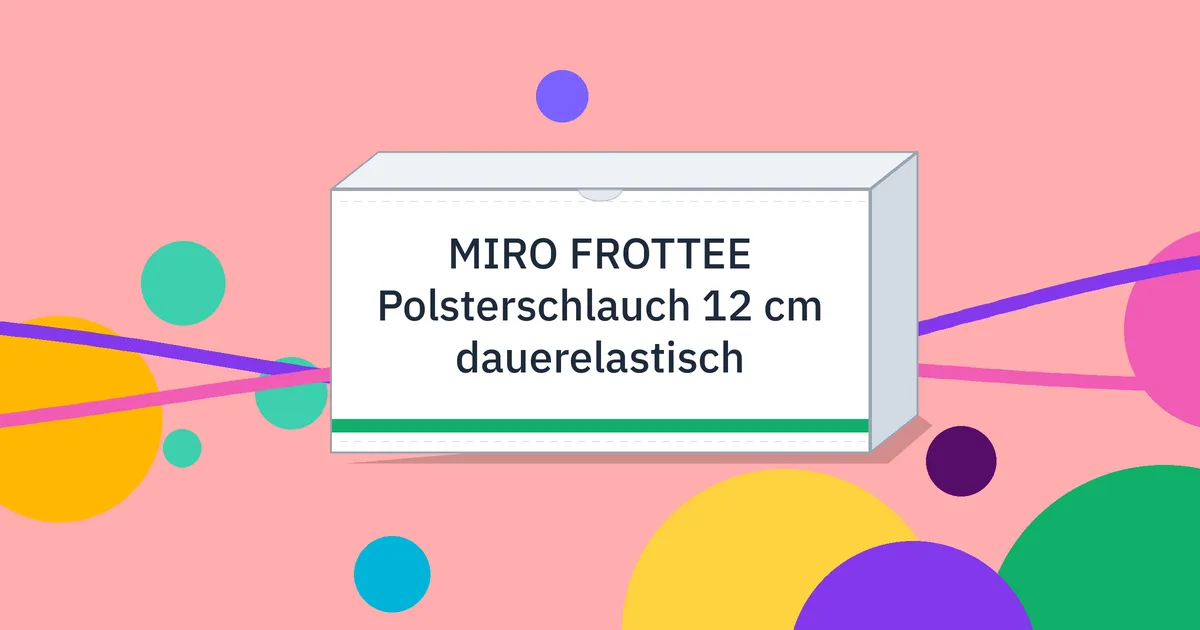 Symbolbild: Packung mit der Aufschrift MIRO FROTTEE Polsterschlauch 12 cm dauerelastisch (PZN 00953119) – Verfügbarkeit und Bezug in Apotheken in Frankfurt am Main