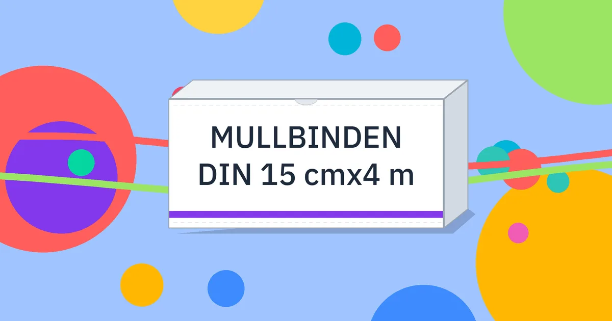 Symbolbild: Packung mit der Aufschrift MULLBINDEN DIN 15 cmx4 m (PZN 01720676) – Verfügbarkeit und Bezug in Apotheken in Frankfurt am Main