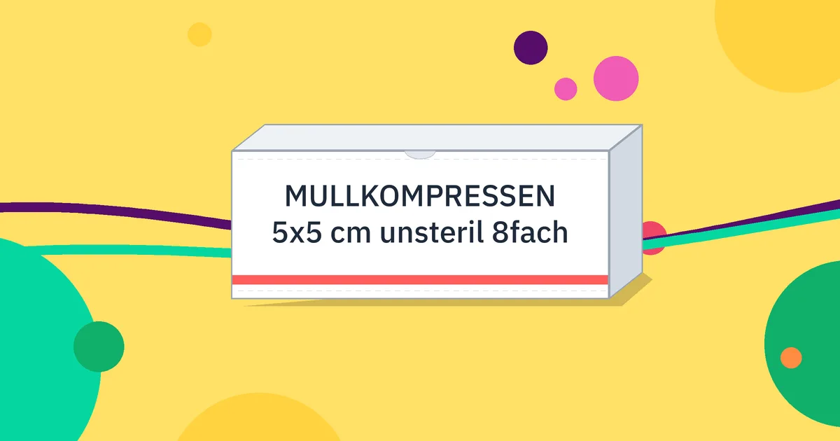 Symbolbild: Packung mit der Aufschrift MULLKOMPRESSEN 5x5 cm unsteril 8fach (PZN 04852705) – Verfügbarkeit und Bezug in Apotheken in Frankfurt am Main