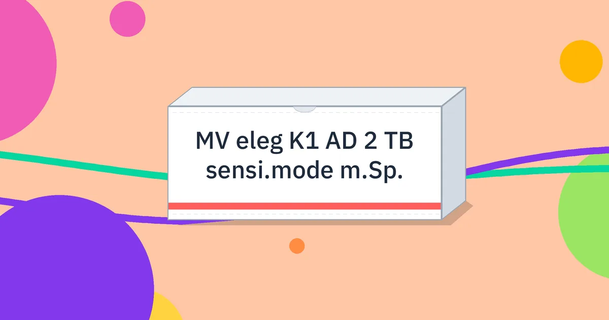 Symbolbild: Packung mit der Aufschrift MV eleg K1 AD 2 TB sensi.mode m.Sp. (PZN 09852325) – Verfügbarkeit und Bezug in Apotheken in Frankfurt am Main