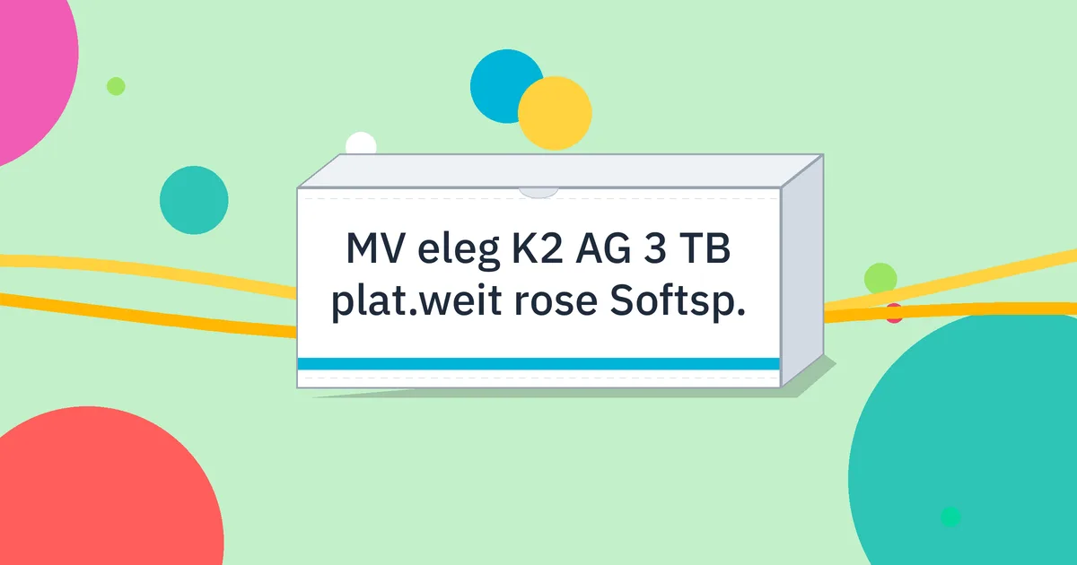 Symbolbild: Packung mit der Aufschrift MV eleg K2 AG 3 TB plat.weit rose Softsp. (PZN 14699050) – Verfügbarkeit und Bezug in Apotheken in Frankfurt am Main