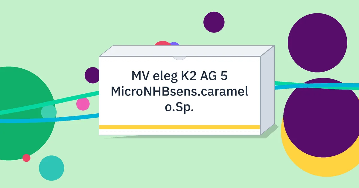 Symbolbild: Packung mit der Aufschrift MV eleg K2 AG 5 MicroNHBsens.caramel o.Sp. (PZN 16070020) – Verfügbarkeit und Bezug in Apotheken in Frankfurt am Main