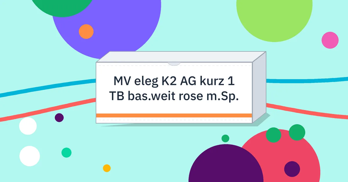 Symbolbild: Packung mit der Aufschrift MV eleg K2 AG kurz 1 TB bas.weit rose m.Sp. (PZN 14698197) – Verfügbarkeit und Bezug in Apotheken in Frankfurt am Main