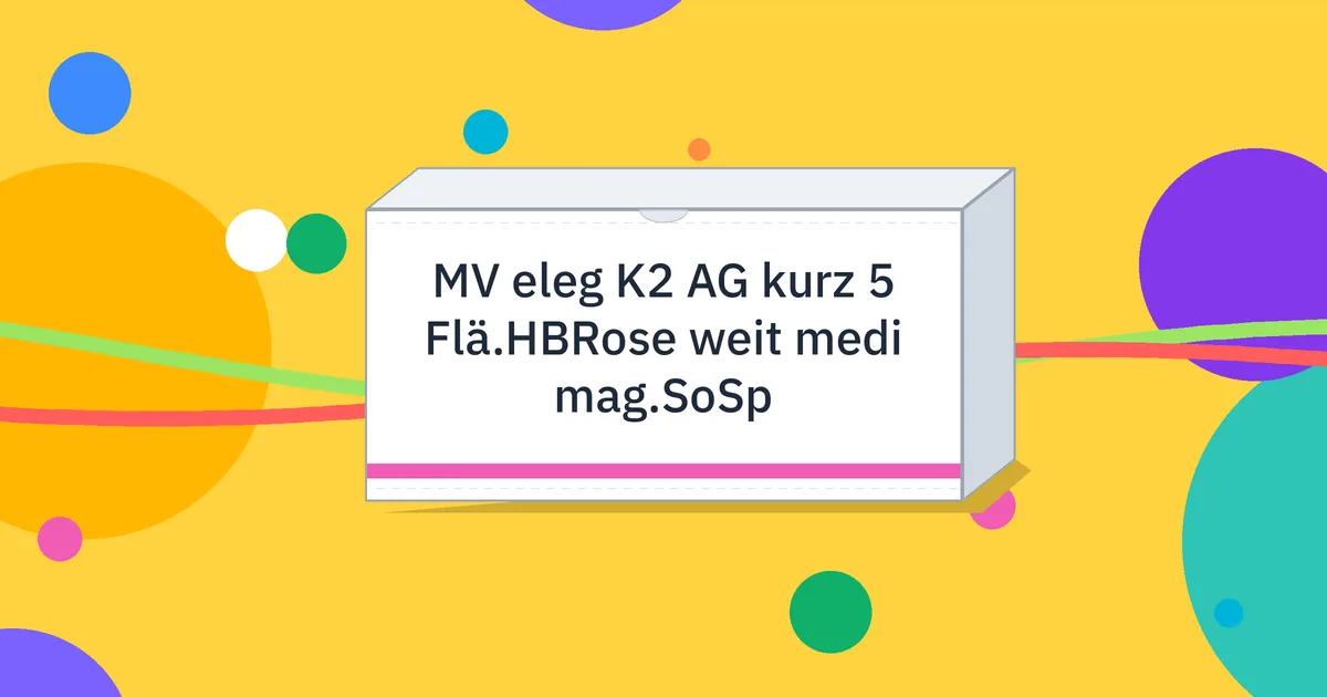Symbolbild: Packung mit der Aufschrift MV eleg K2 AG kurz 5 Flä.HBRose weit medi mag.SoSp (PZN 15706154) – Verfügbarkeit und Bezug in Apotheken in Frankfurt am Main