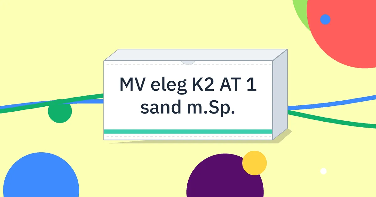 Symbolbild: Packung mit der Aufschrift MV eleg K2 AT 1 sand m.Sp. (PZN 18922846) – Verfügbarkeit und Bezug in Apotheken in Frankfurt am Main