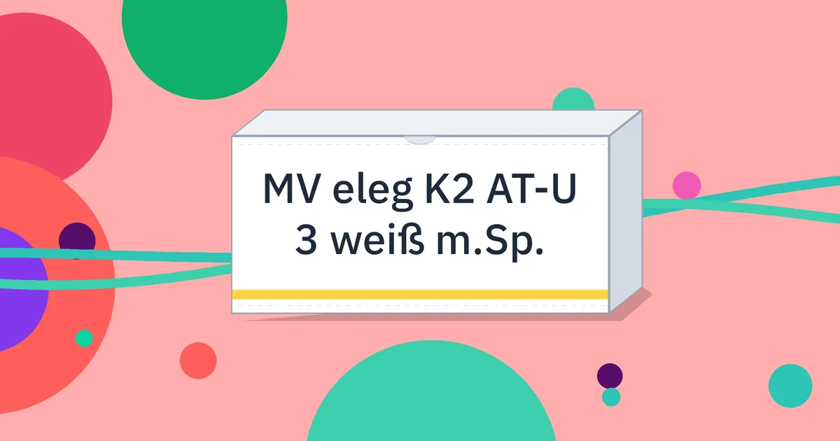 Symbolbild: Packung mit der Aufschrift MV eleg K2 AT-U 3 weiß m.Sp. (PZN 00314425) – Verfügbarkeit und Bezug in Apotheken in Frankfurt am Main