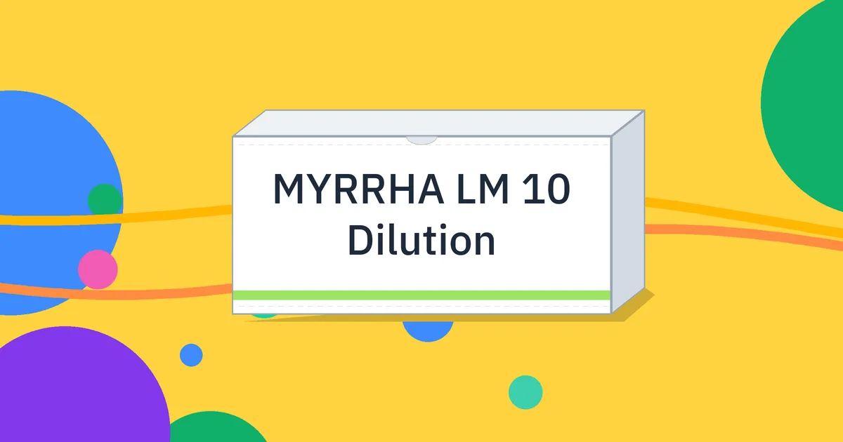 Symbolbild: Packung mit der Aufschrift MYRRHA LM 10 Dilution (PZN 12957565) – Verfügbarkeit und Bezug in Apotheken in Frankfurt am Main