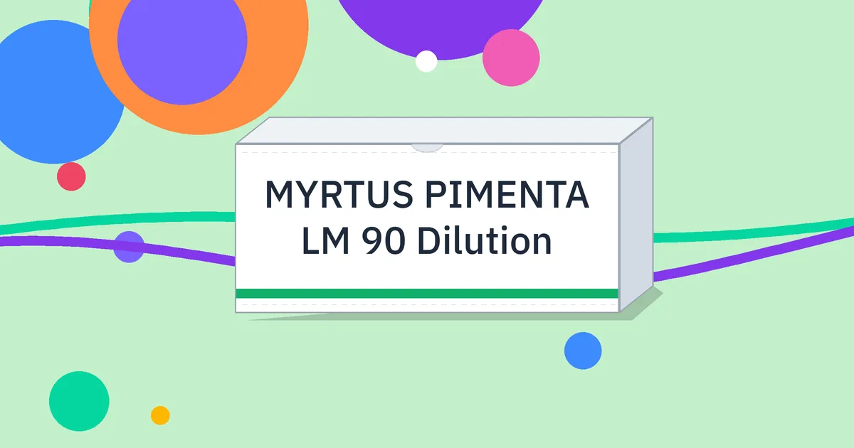 Symbolbild: Packung mit der Aufschrift MYRTUS PIMENTA LM 90 Dilution (PZN 13614732) – Verfügbarkeit und Bezug in Apotheken in Frankfurt am Main