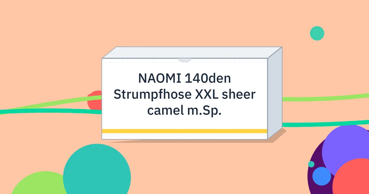 Symbolbild: Packung mit der Aufschrift NAOMI 140den Strumpfhose XXL sheer camel m.Sp. (PZN 16178160) – Verfügbarkeit und Bezug in Apotheken in Frankfurt am Main