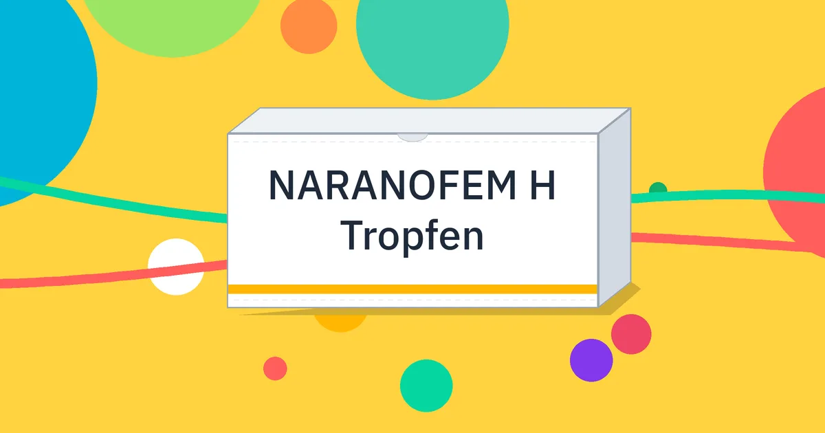 Symbolbild: Packung mit der Aufschrift NARANOFEM H Tropfen (PZN 05703344) – Verfügbarkeit und Bezug in Apotheken in Frankfurt am Main