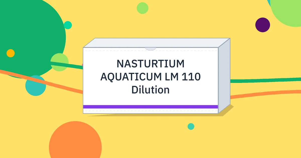 Symbolbild: Packung mit der Aufschrift NASTURTIUM AQUATICUM LM 110 Dilution (PZN 13616607) – Verfügbarkeit und Bezug in Apotheken in Frankfurt am Main