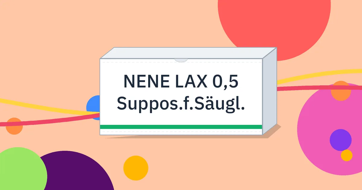Symbolbild: Packung mit der Aufschrift NENE LAX 0,5 Suppos.f.Säugl. (PZN 07216654) – Verfügbarkeit und Bezug in Apotheken in Frankfurt am Main