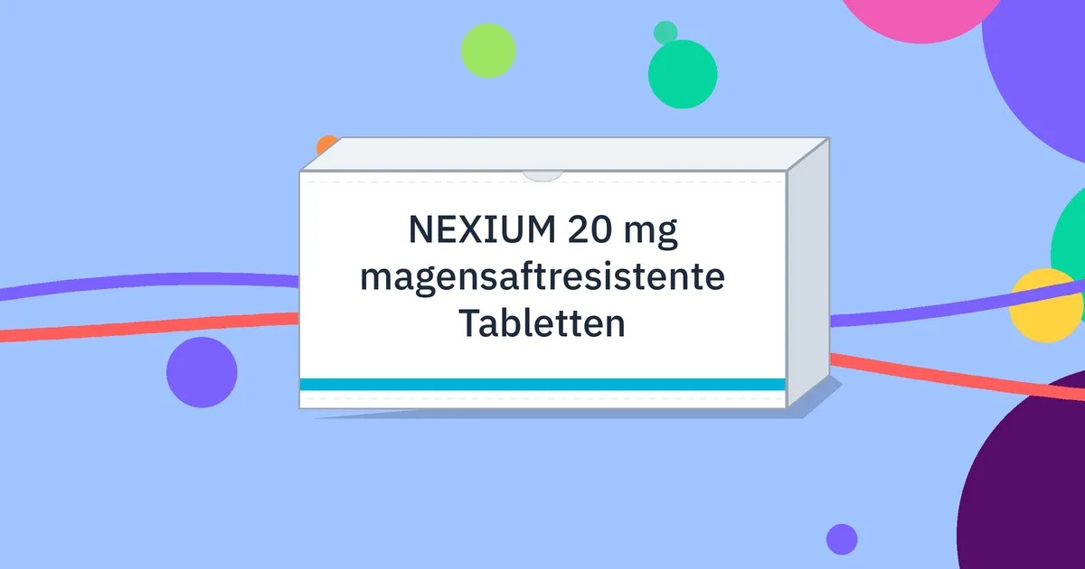 Symbolbild: Packung mit der Aufschrift NEXIUM 20 mg magensaftresistente Tabletten (PZN 12599918) – Verfügbarkeit und Bezug in Apotheken in Frankfurt am Main