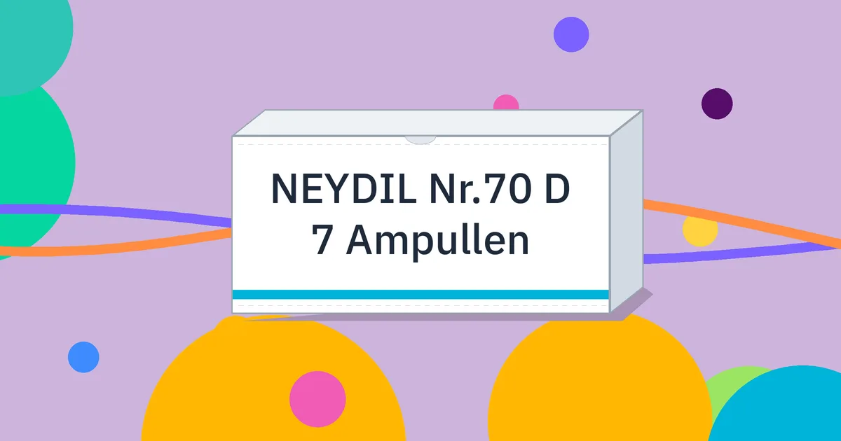 Symbolbild: Packung mit der Aufschrift NEYDIL Nr.70 D 7 Ampullen (PZN 06487339) – Verfügbarkeit und Bezug in Apotheken in Frankfurt am Main